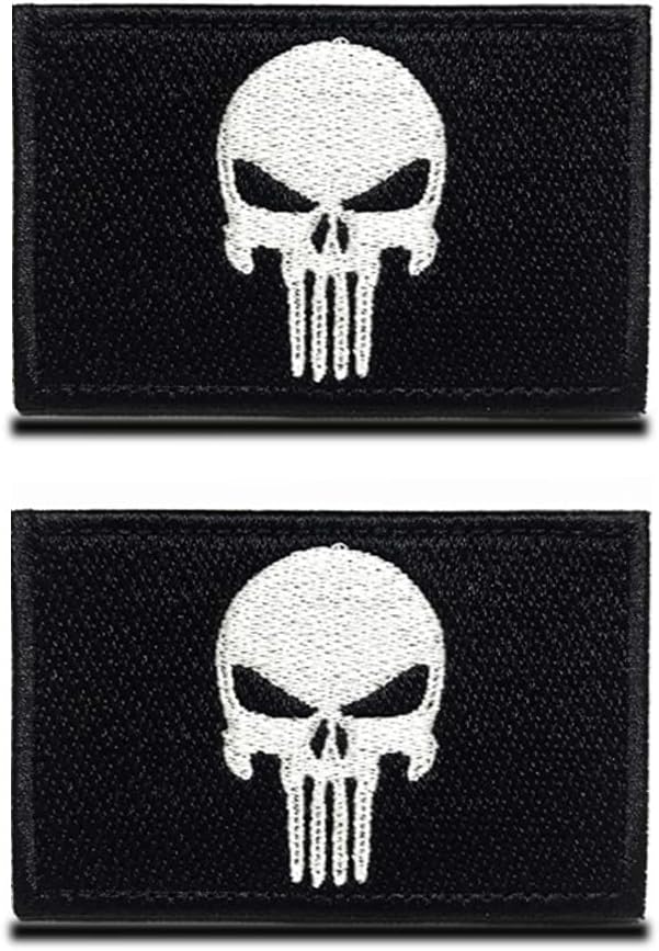 2 Pcs Punisher Tactical Patch Military Army Skull Shoulder Armband ...