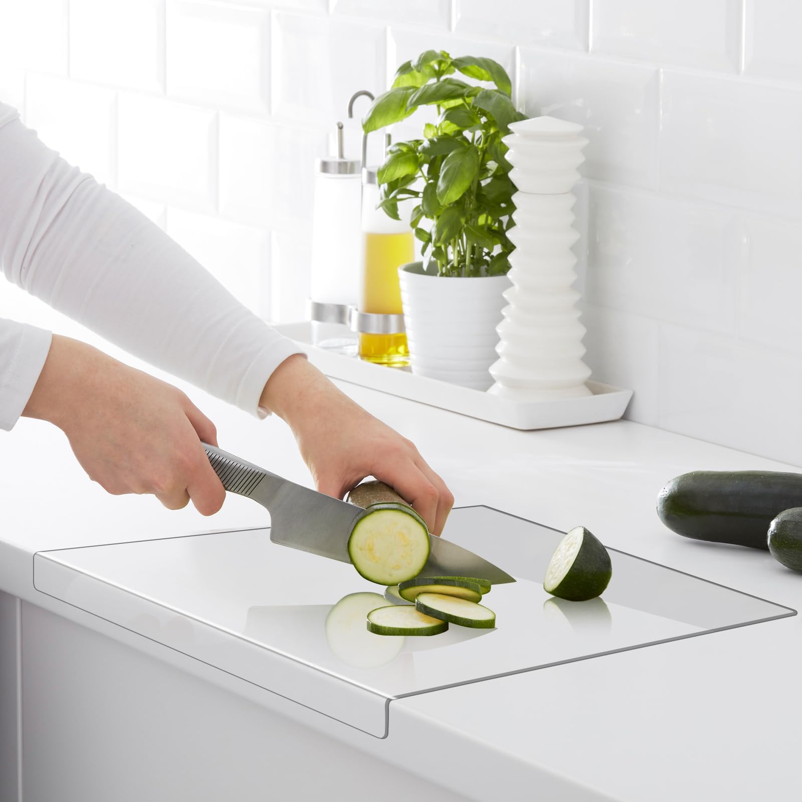 Amazon.com: Acrylic Cutting Board with Counter Lip - 17 x 13 inch Non ...