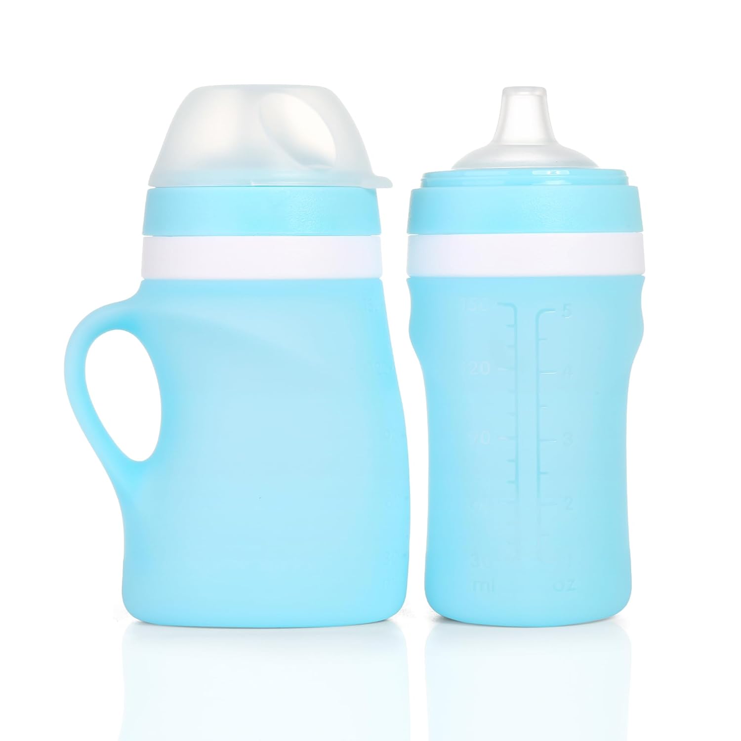 Amazon.com : ELBEBE Silicone Baby Soft Food Feeding Bottles - Set of 2 ...
