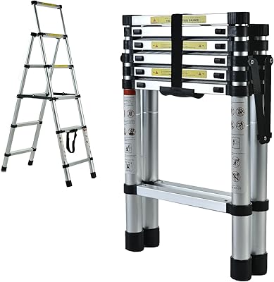XMSound 4 Step 316 Stainless Steel Telescoping Ladder, Slide Under ...
