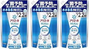 Amazon | アリエール MiRAi 洗濯洗剤 漂白剤級の洗浄プラス* 詰め替え 約2.2倍/640g × 3個 | ノーブランド品 | 液体洗剤