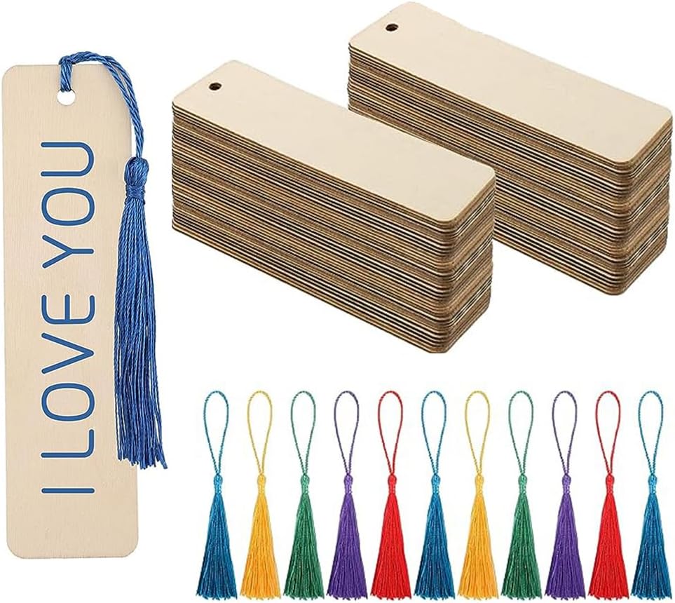 Amazon.com: Wood Blank Bookmarks, Rectangle Wooden Book Marks Thin ...