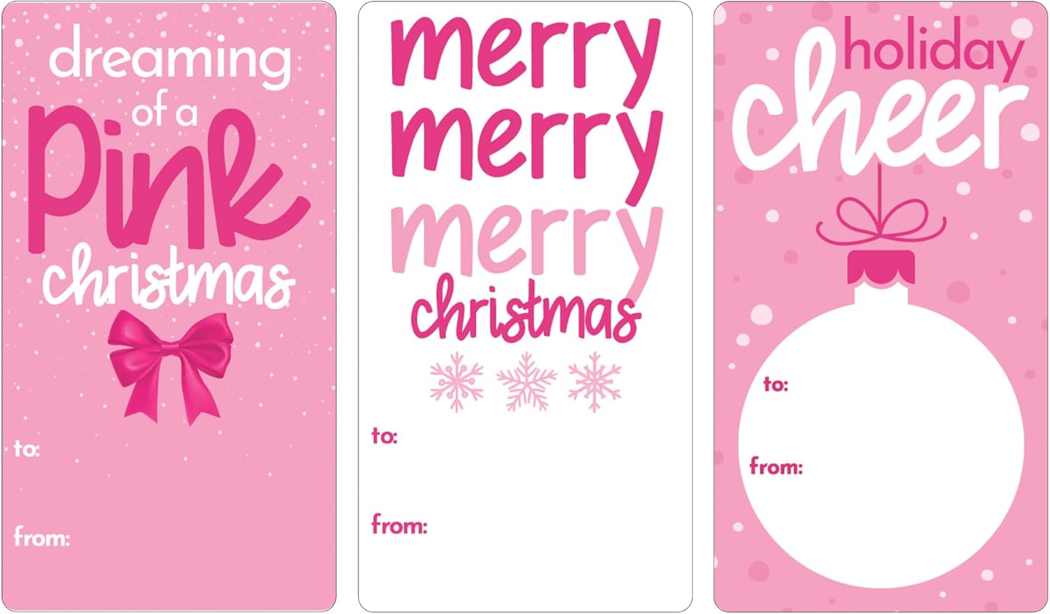 Amazon.com: Pink Christmas Gift Tags, Peel and Stick Christmas Gift ...