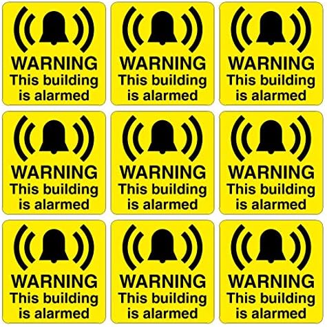 Pack of 9 Security Signs Warning This Building is alarmed Size 80mm x ...
