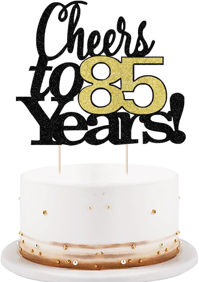 Amazon.com: LVEUD Black Font Golden Numbers Cheers to 85 Years Happy ...