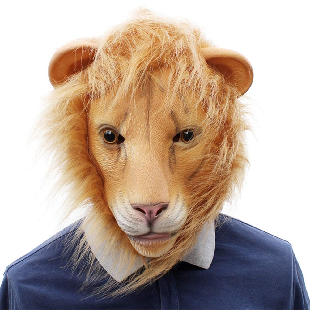 Buy Amosfun Lion Latex Full Head Animal Plush Carnival Birthday ...