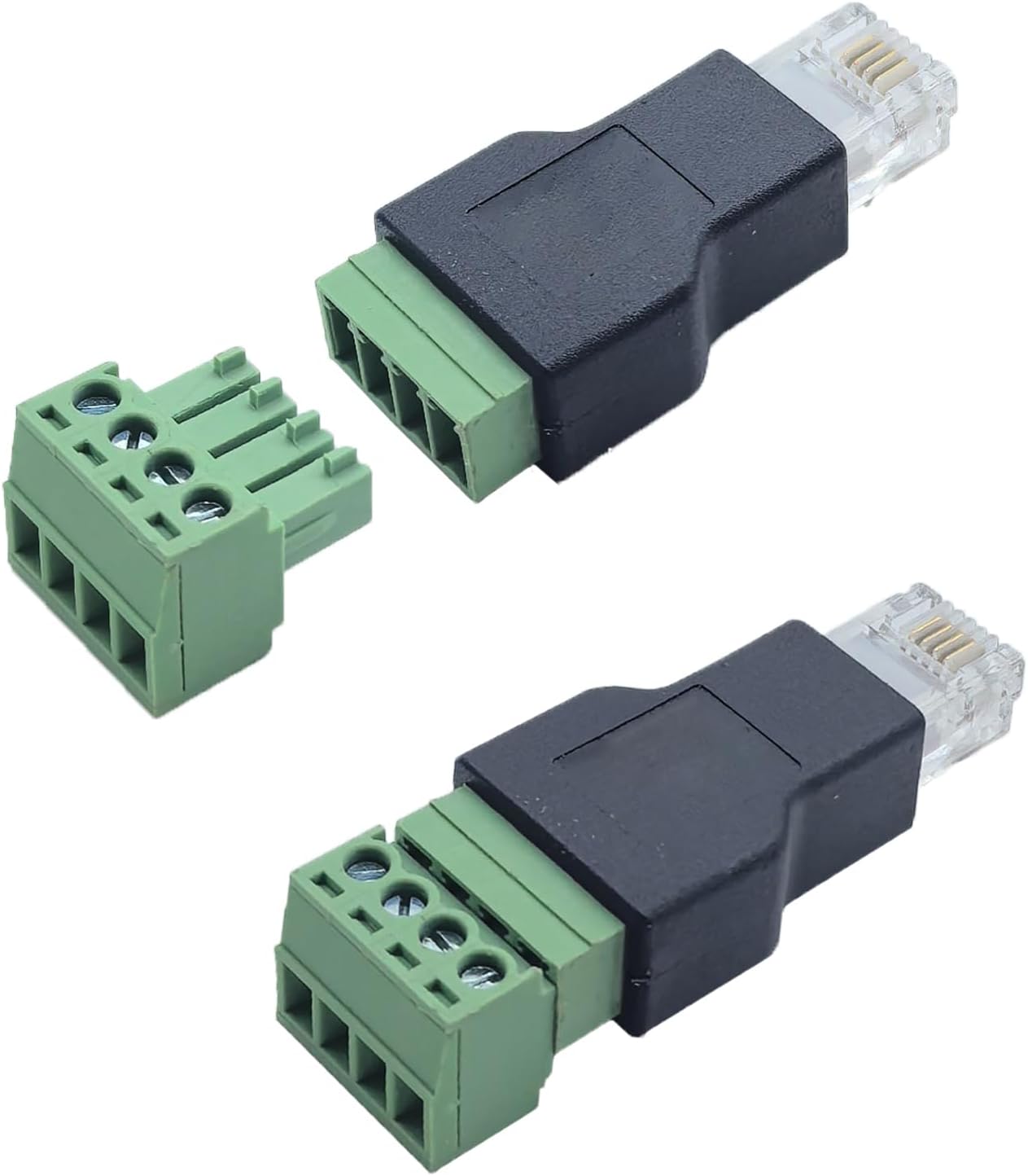 Amazon.com: ATMLCOER 2Pcs RJ11 Male to 4 Pins Screw Terminal Block ...