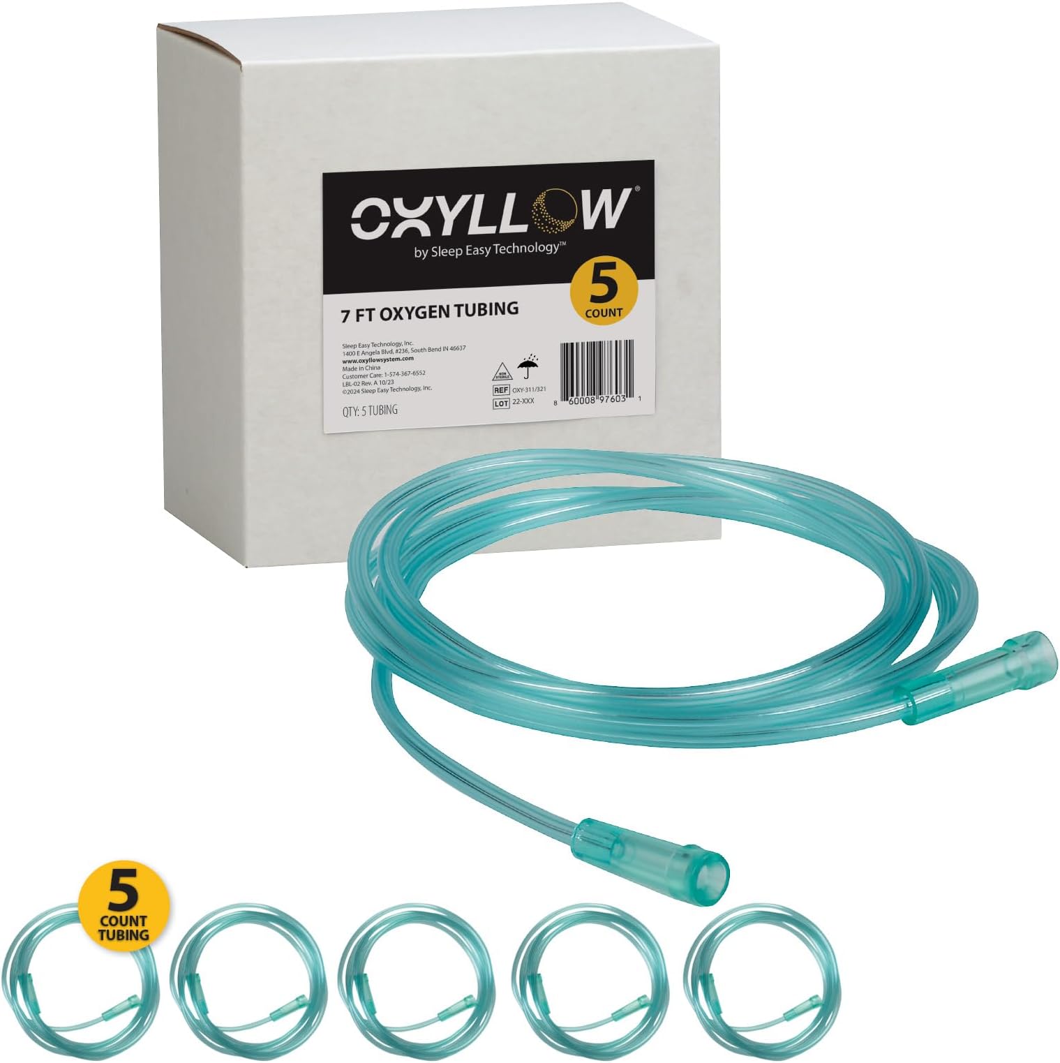 Amazon.com: Oxyllow Premium 7 FT Oxygen Tubing | 5-Count | 6-Channel ...
