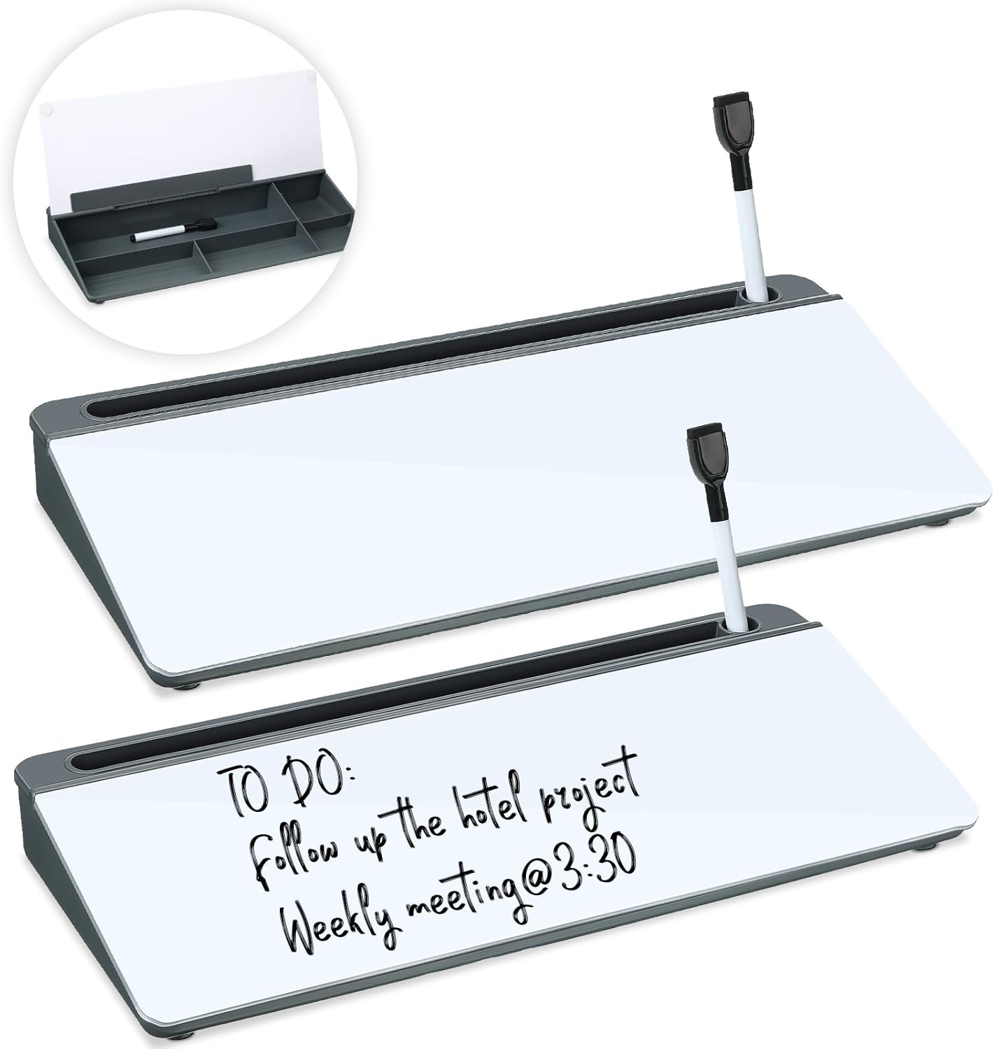 Amazon.com : Ireer 2 Pcs Desktop Whiteboard with Storage 16'' x 7 ...