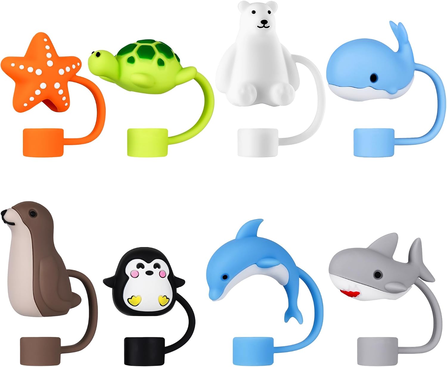 Amazon.com: NiHome 8Pcs Sea Animals Silicone Straw Cover Cap Fit for ...