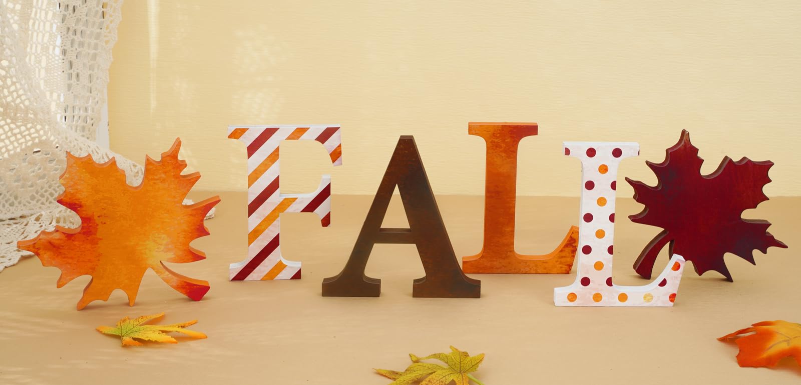 Amazon.com: Whaline 6Pcs Fall Wood Sign Letter Maple Leaf Shaped Wooden ...