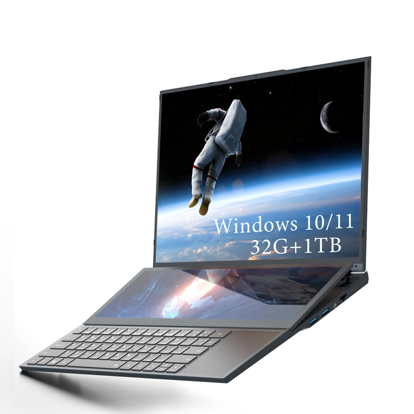 16 Inch Laptop, 32GB 1TB SSD FHD Office Laptop with 14 Inch Auxiliary ...