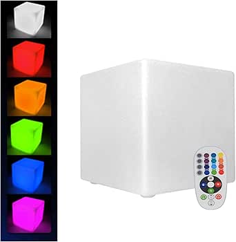 DHBREK 17" Cube LED Color Light Stool Outdoor Indoor Rechargeable Cube ...