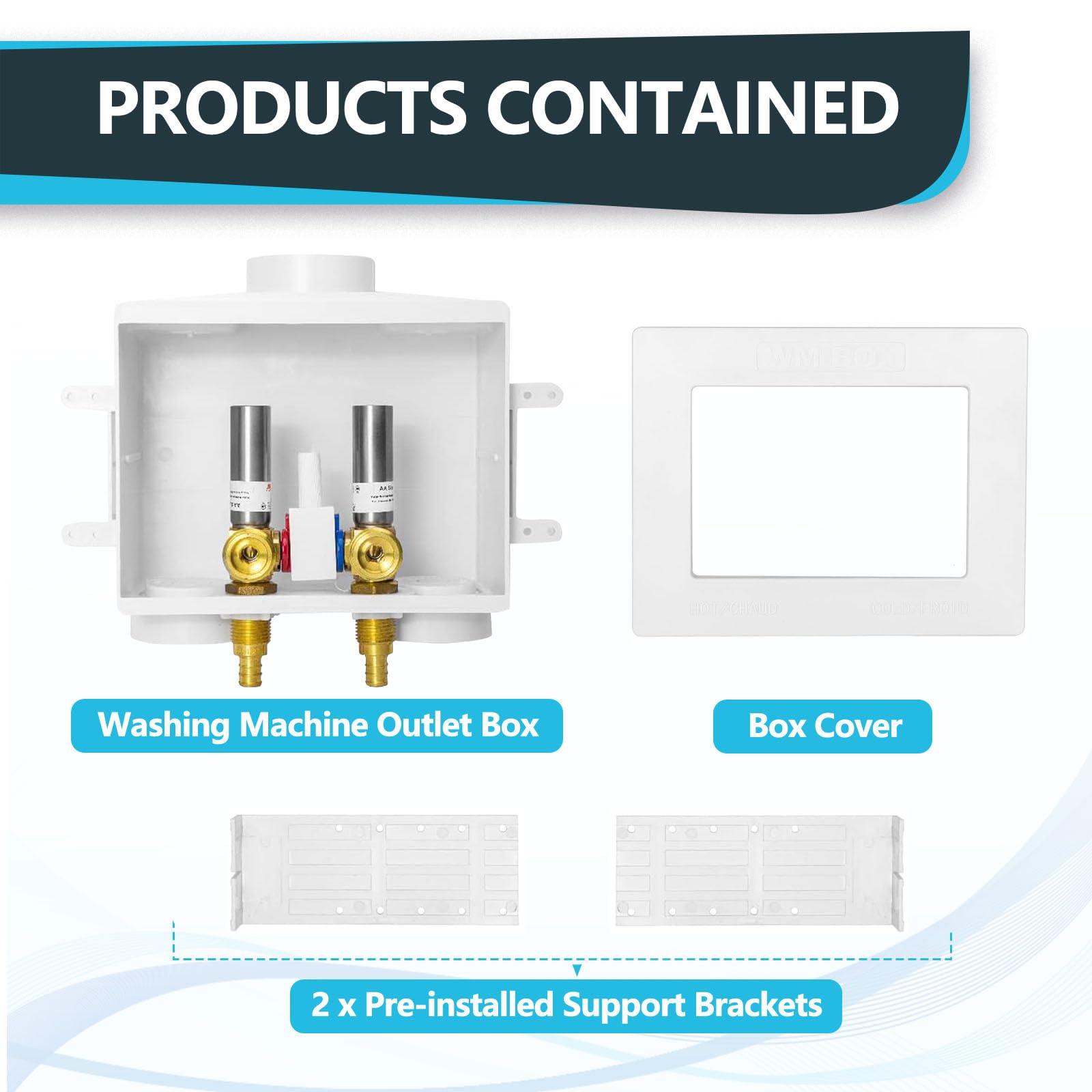 Laundry Box Plumbing Metal Washing Machine Outlet Box With Single Lever ...