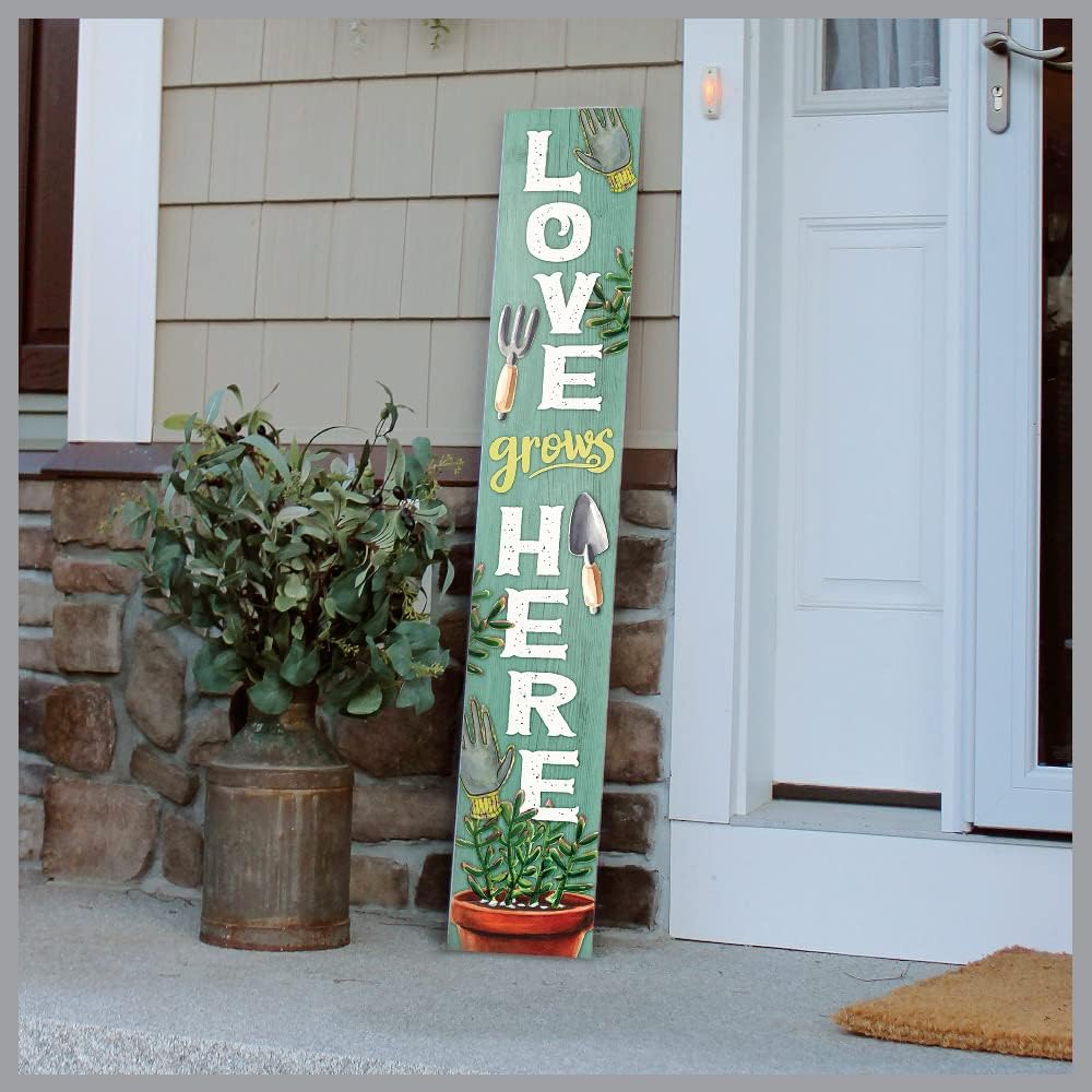 Amazon.com : My Word! Love Grows Here Porch Board Welcome Sign and ...