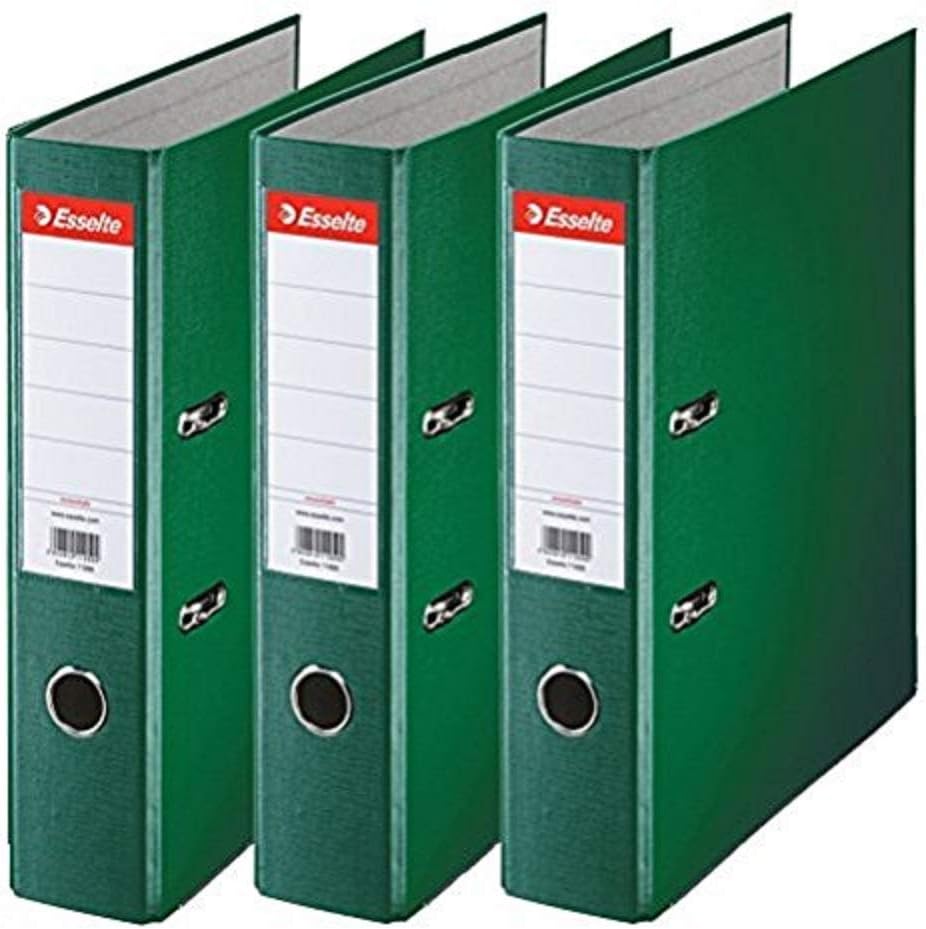 Esselte, Essentials, Pack de 3 Classeurs à levier, Vert foncé, Dos 50mm ...
