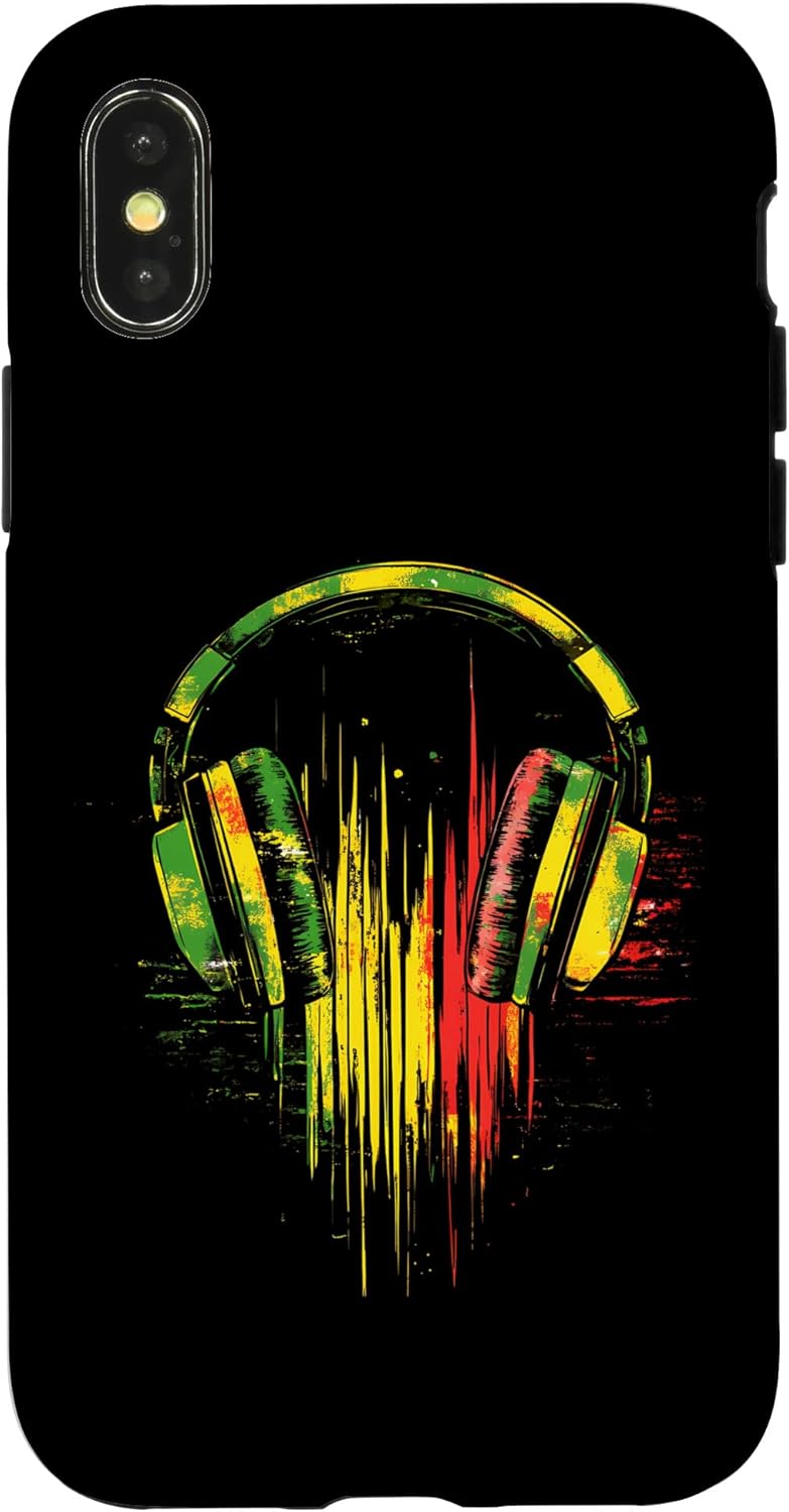 Amazon.com: iPhone X/XS Rasta Reggae Music Headphones Rastafarian Pride ...