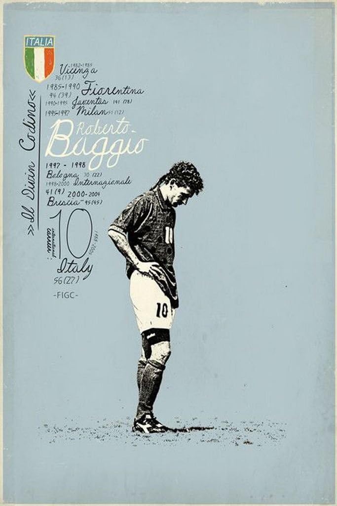 Amazon.com: Roberto Baggio Football Soccer Stars Spun Silk Fabric Cloth ...