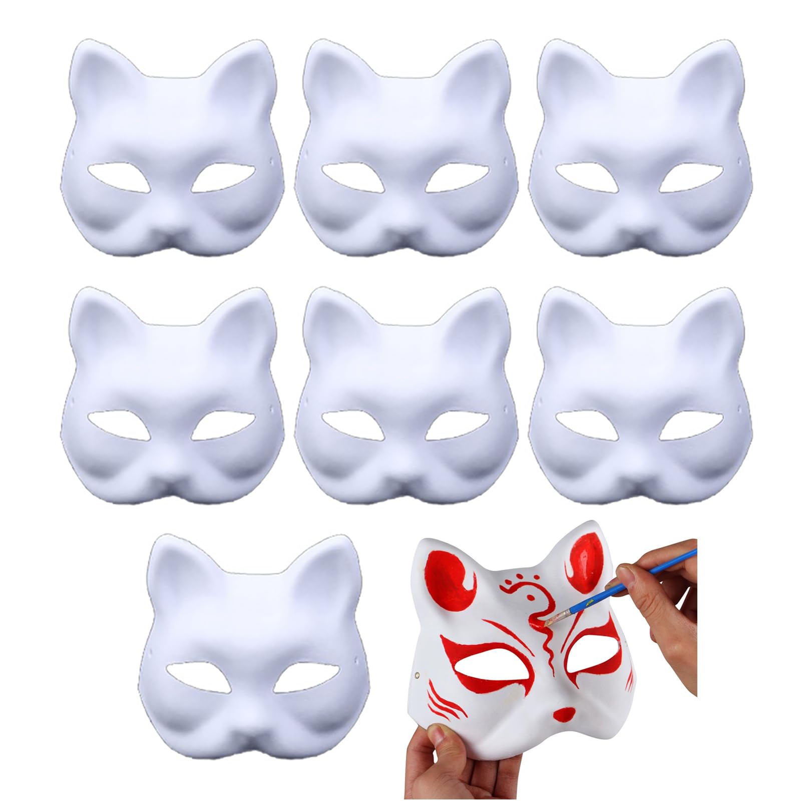 Amazon.com: Seglorwy Cat Mask, PVC Plastic Plain White DIY Mask ...
