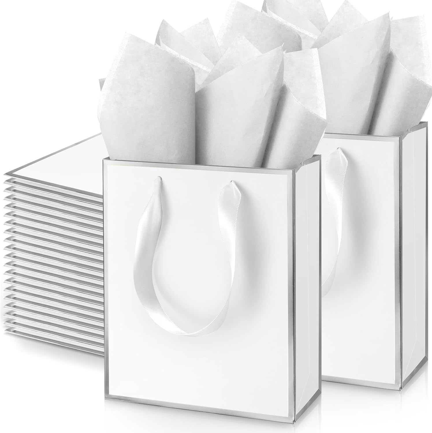 Amazon.com: Yeaqee 50 Pack Metallic Gift Bags with Handle and Tissue ...