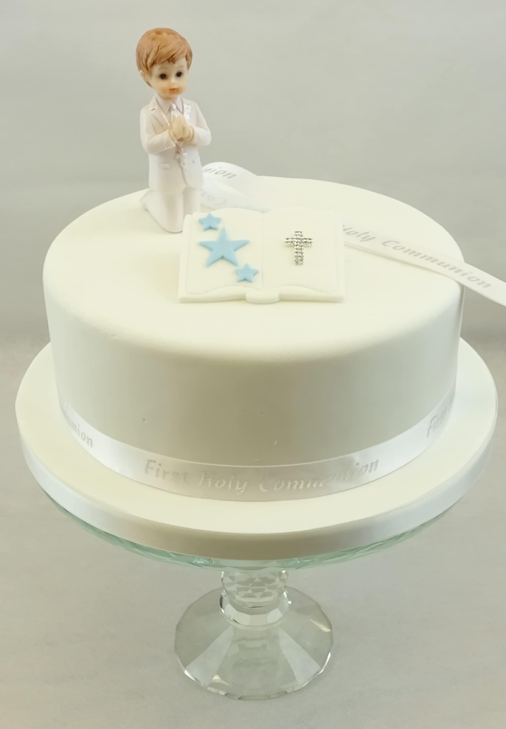 First Holy Communion Edible Gold Cross Bible & Ribbon Cake Decoration ...