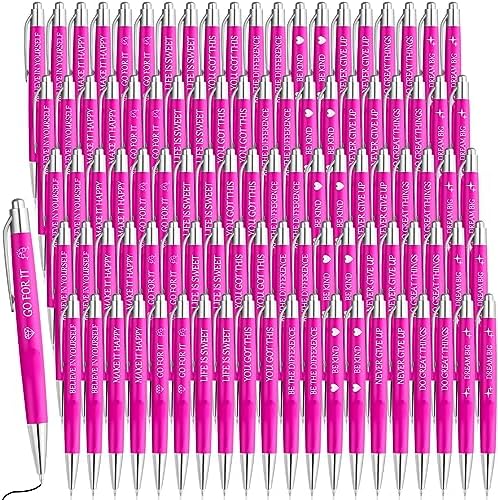 Zhanmai 100 Pcs Bulk Pink Inspirational Pen Bulk Retractable ...