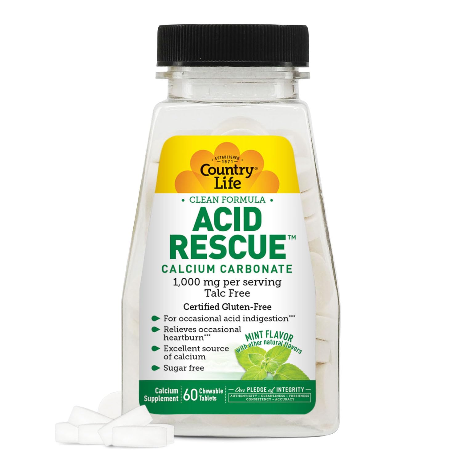 Amazon | Country Life Acid Rescue Chewable Tablets, 90g Digestive Aid ...