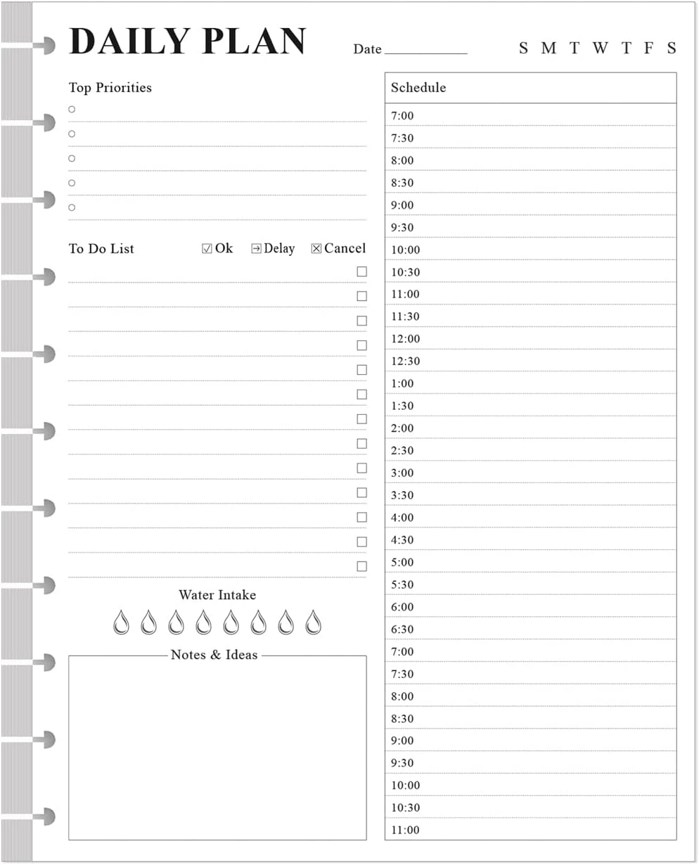 Undated Daily Planner Refill - 11 Disc Discbound To Do List Refills ...