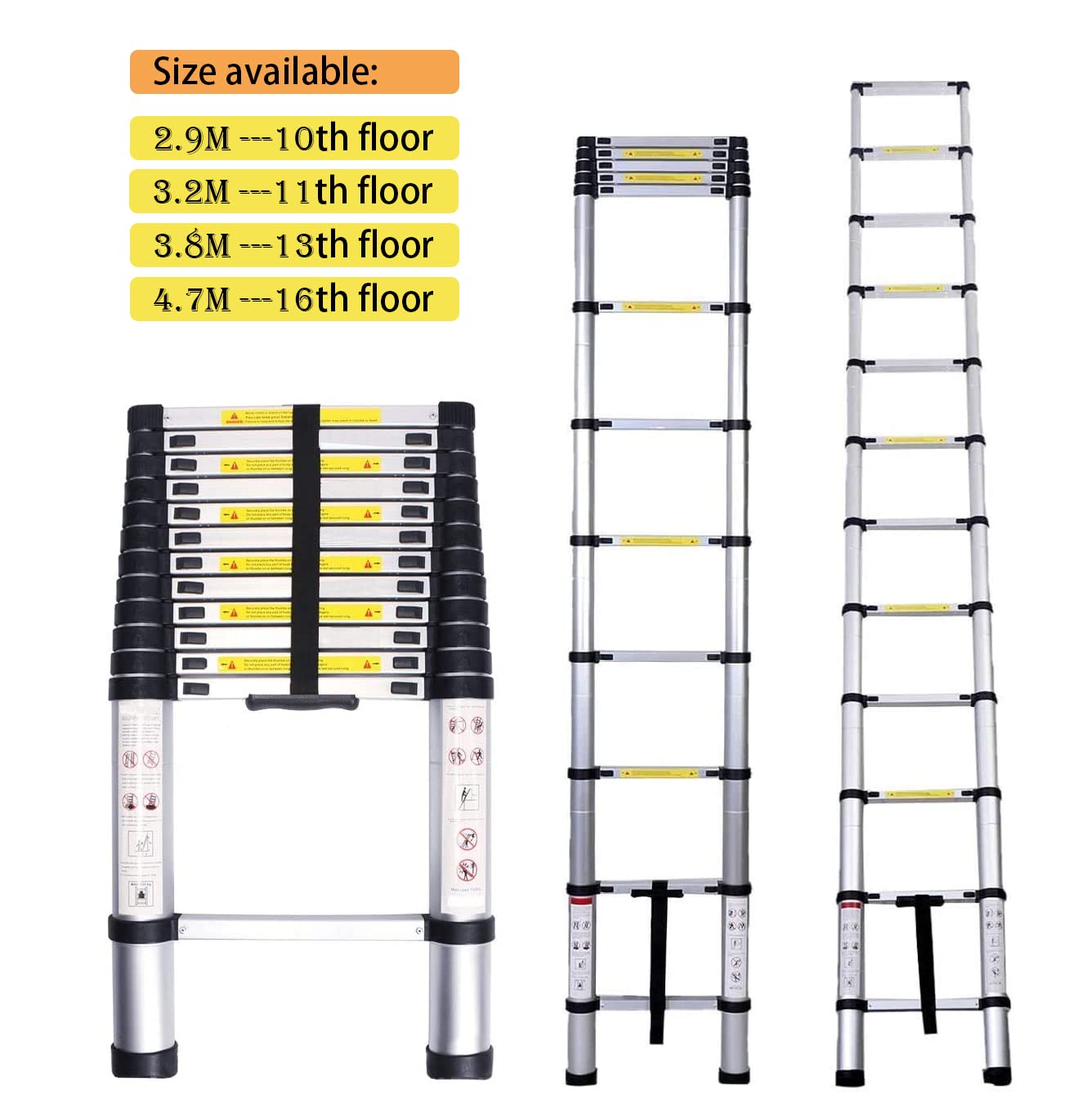 Telescopic Ladder Multi Purpose Loft Ladder, 4.7m 15.4ft Aluminium ...