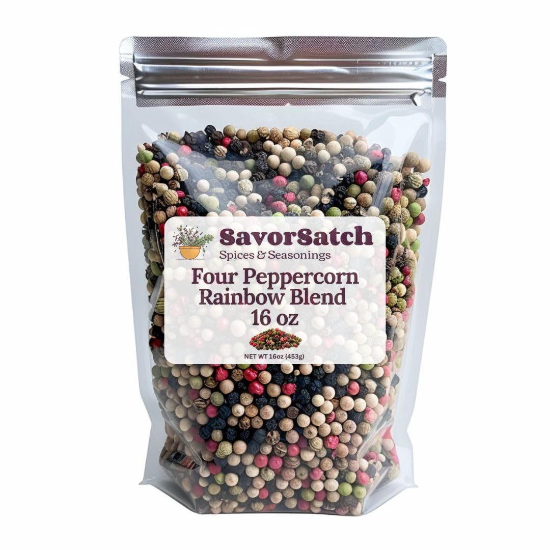 Amazon.com : SavorSatch Four Blend Peppercorns - 16oz Resealable Pouch ...