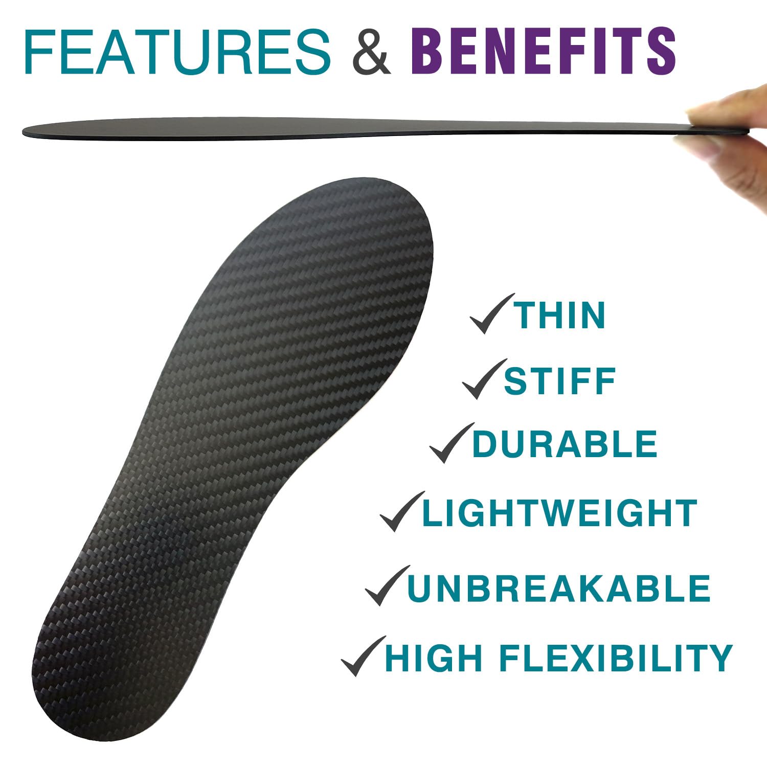 Snapklik.com : 1 Piece Very Rigid Carbon Fiber Shoe Insert For ...