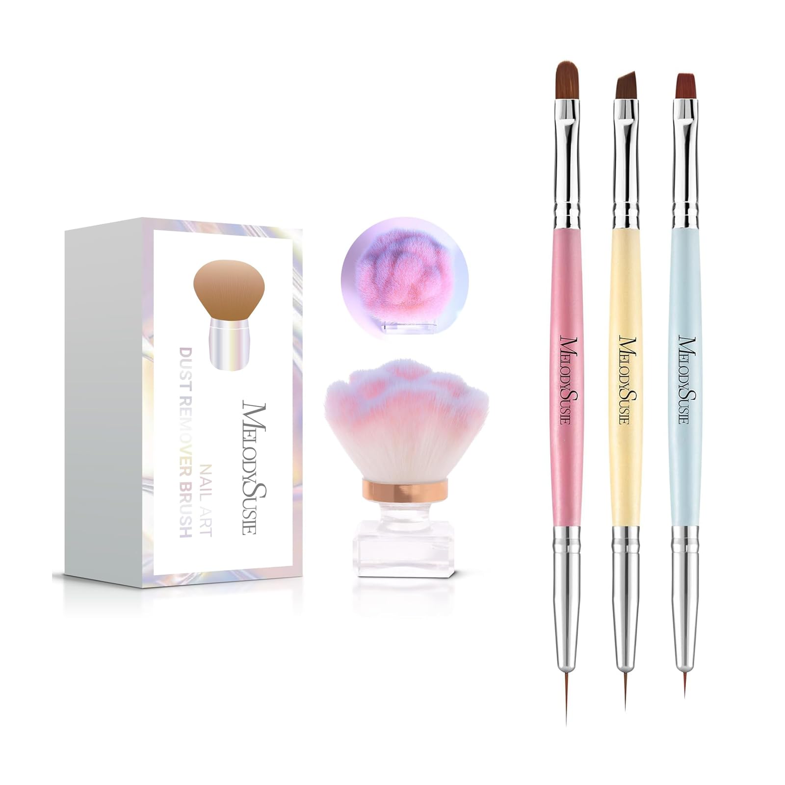 Amazon.com : MelodySusie Nail Art Dusting Brush MelodySusie 2-in-1 Nail ...