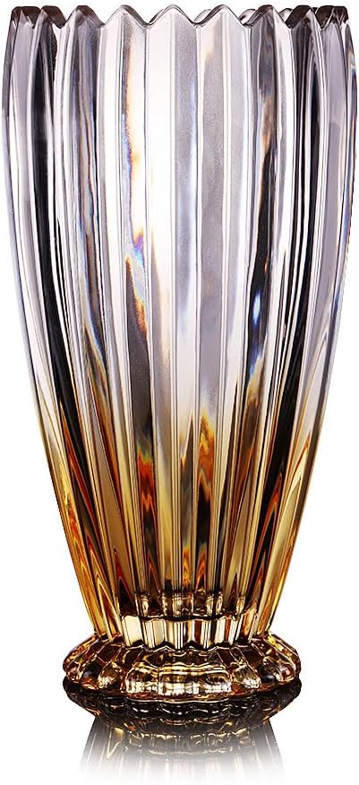 Amazon.com: Yellow Crystal Vase Handmade Vase Luxurious Flower Vase ...