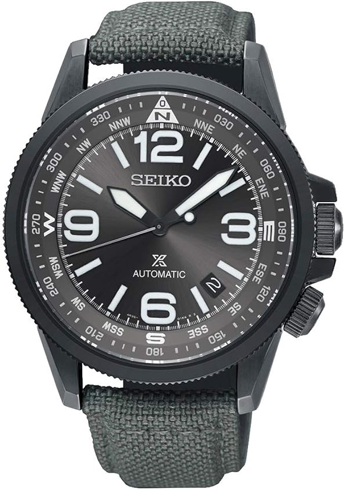 Amazon.com: Seiko Prospex Land Automatic Grey Nylon Compass Watch ...