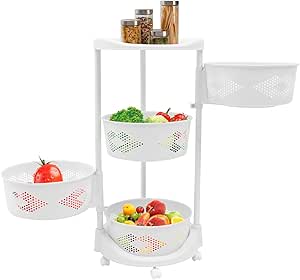 Amazon.com: Sizcdiomk 4-Tier Rotating Kitchen Storage Cart with Wheels ...