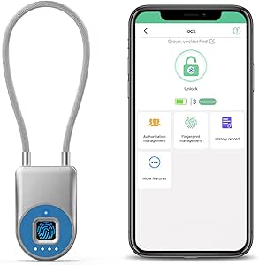 Dhiedas Fingerprint Cable Lock, 3.6" Long Cable Lock with Fingerprint ...
