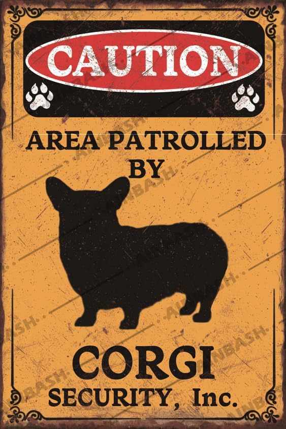 Amazon.com: Corgi Sign Vintage Caution Area Patrolled By Corgi Metal ...