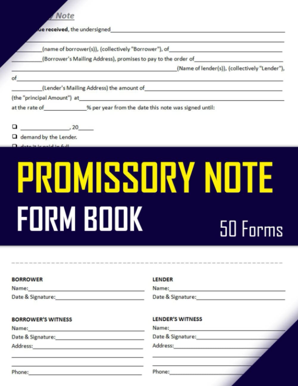 Amazon.com: Promissory Note Form Book: Notes Payable For Lender and ...