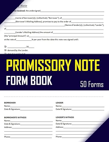 Amazon.com: Promissory Note Form Book: Notes Payable For Lender and ...