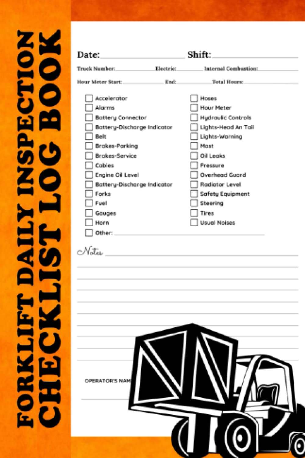 Amazon.com: Forklift Log Book with Daily Inspection Checklist: Safety ...