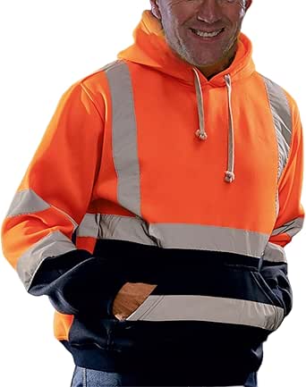 Amazon.com: YSERB High Visibility Sweatshirt for Men Hi-Vis Safety Hoodie Pullover Unisex Safety ...