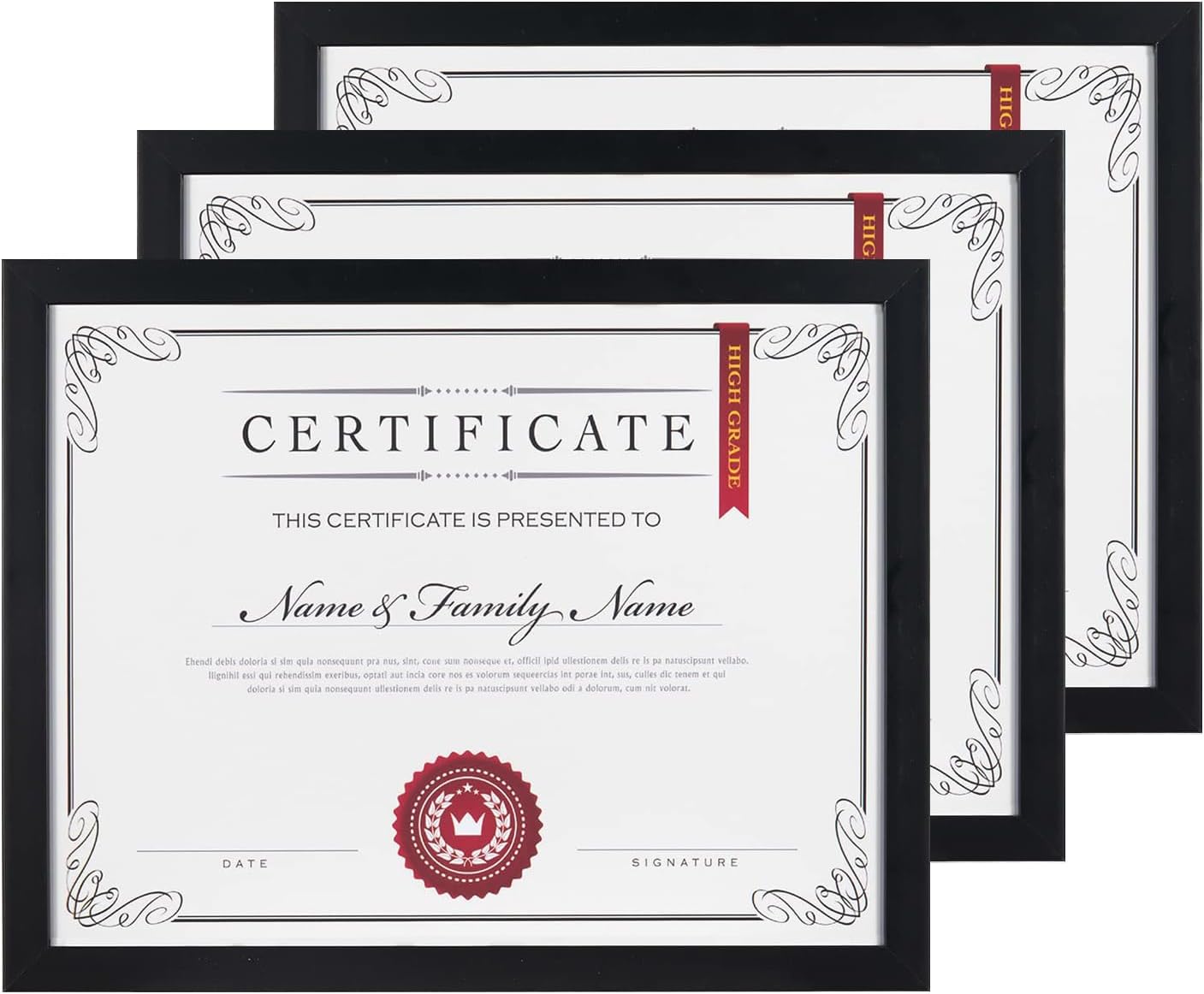 Scholartree 8.5x11 Picture Frame Black, 3 Pack Award Certificate ...
