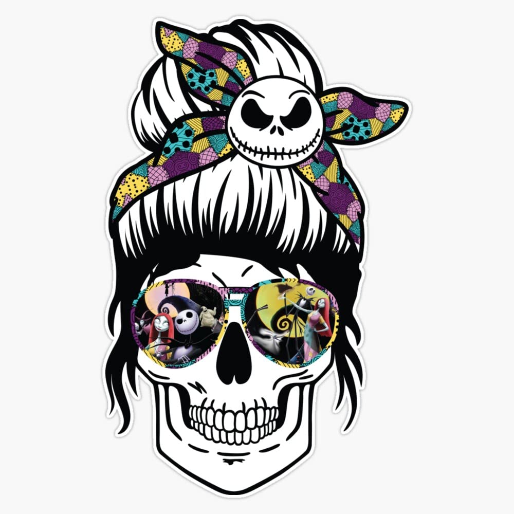 Amazon.com - Jack skellington Messy Bun Skeleton Sticker Bumper Sticker ...