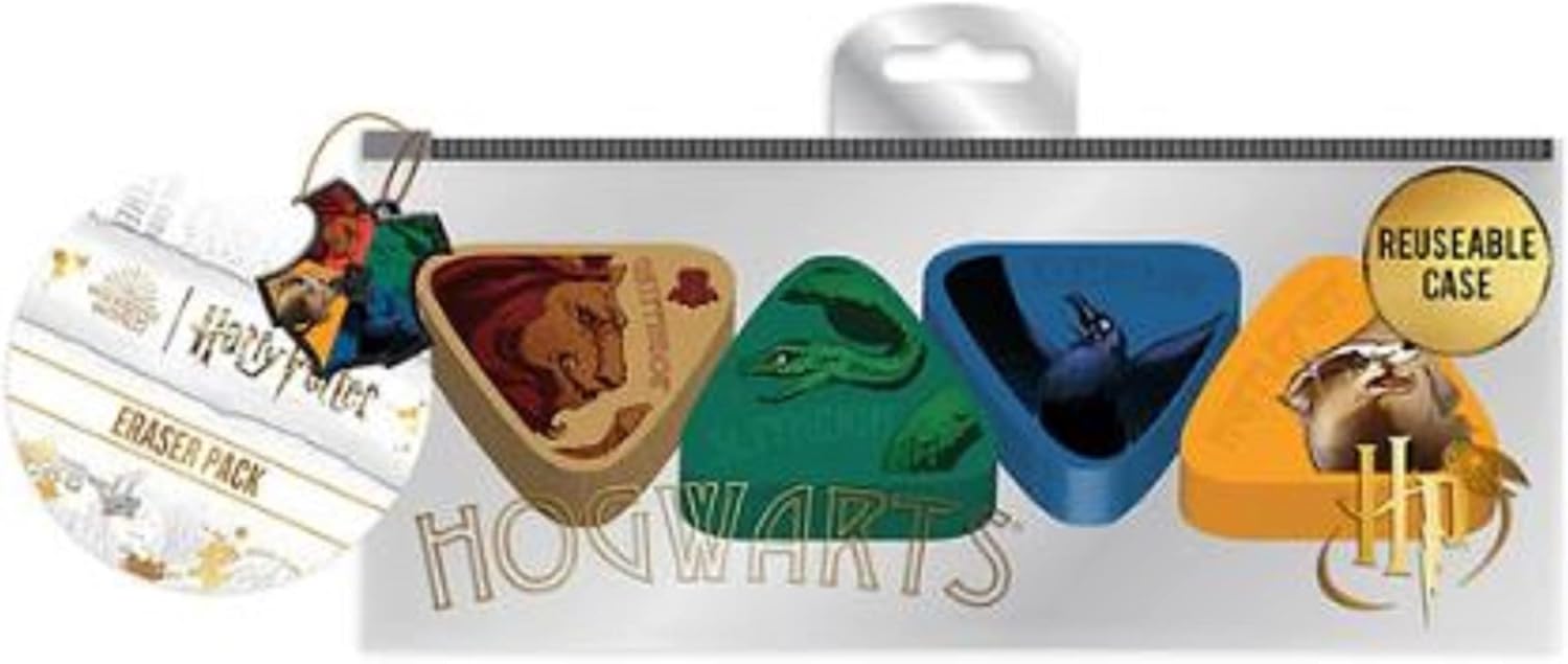 Amazon.com: Harry Potter Intricate Houses Eraser Set (Pack of 4) (One ...