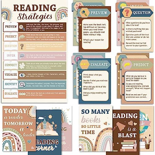 Amazon.com: ZOIIWA Boho Rainbow Reading Posters, 15pcs Classroom Decor ...