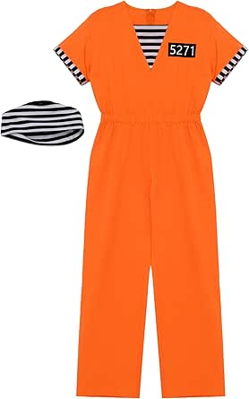 Yhong Prisoner Cosplay Costume for Kids Jailbird Convict Prison Uniform ...