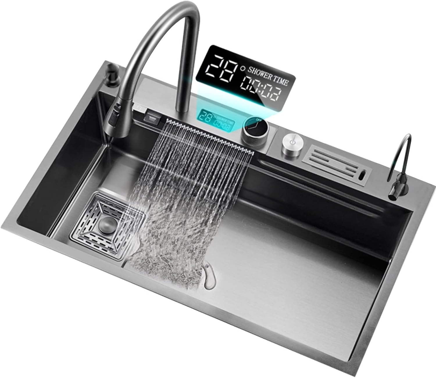 Kitchen Raindance Waterfall Sink Digital Display Sink 304 Stainless ...