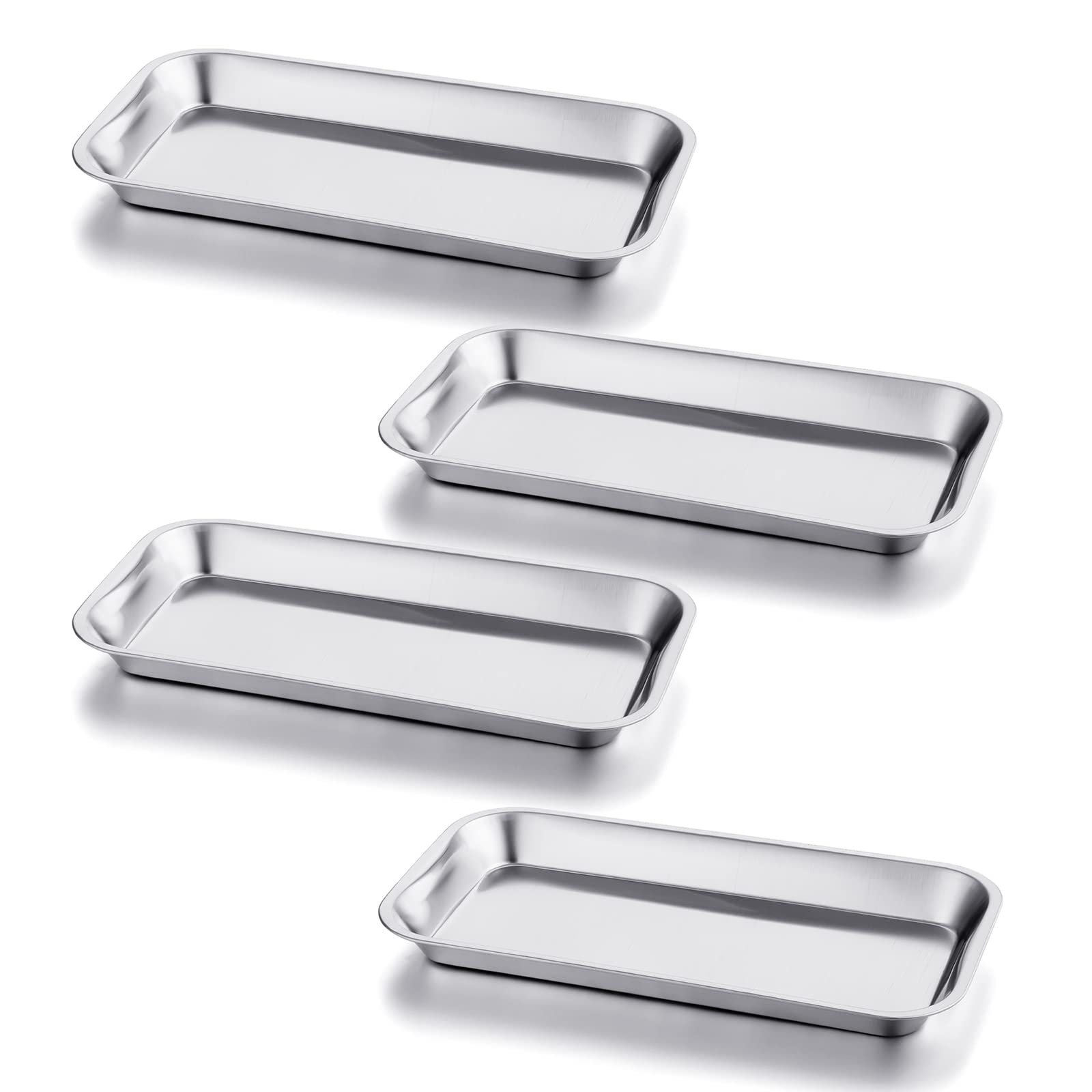 4 Pack Small Surgical Tray, 201 Stainless Steel Tray with Seamless ...