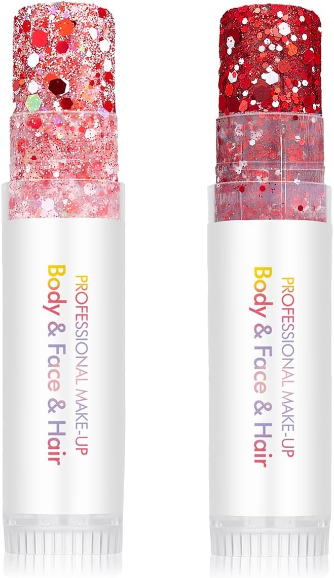 Amazon.com : Body Glitter Stick for Face, Body & Hair - Red & Pink ...