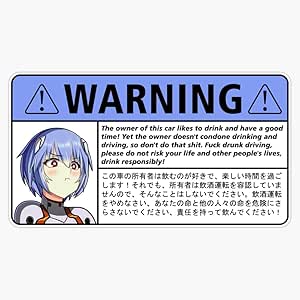 Amazon.com: Rei Ayanami Kawaii Car Warning Vinyl Sticker Waterproof Bumper Sticker Laptop Window ...
